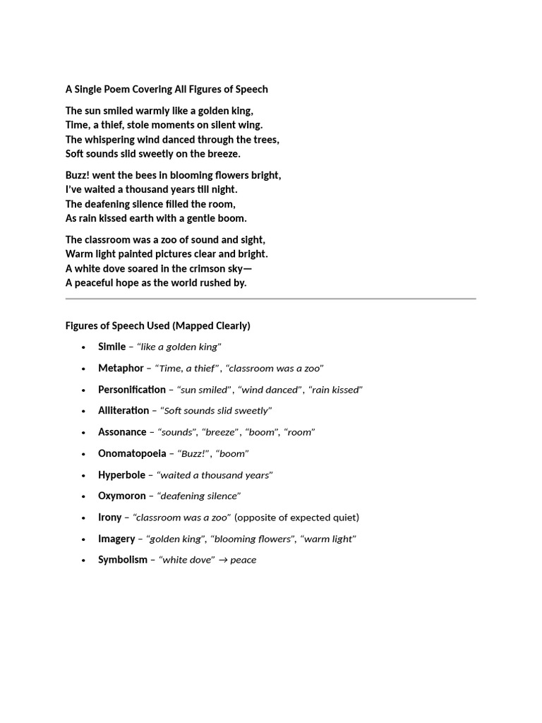 A Single Poem Covering All Figures of Speech | PDF