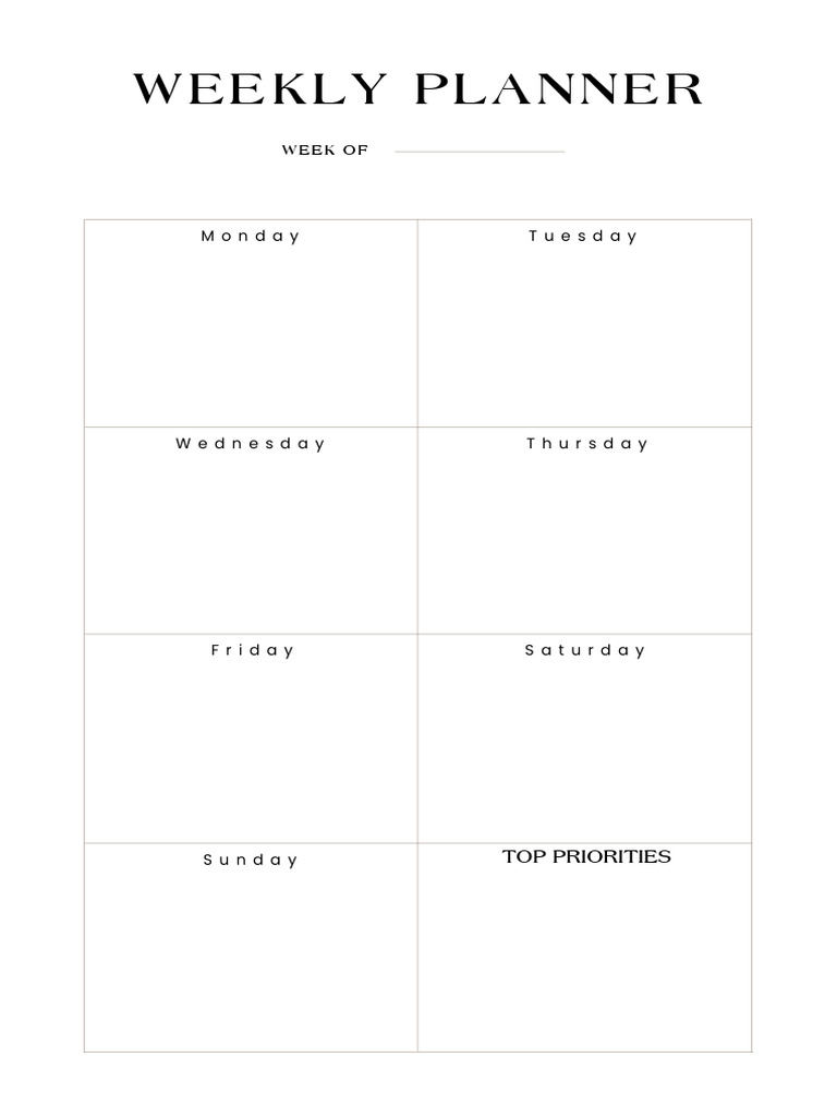 Elegant Minimalist Weekly Planner | PDF