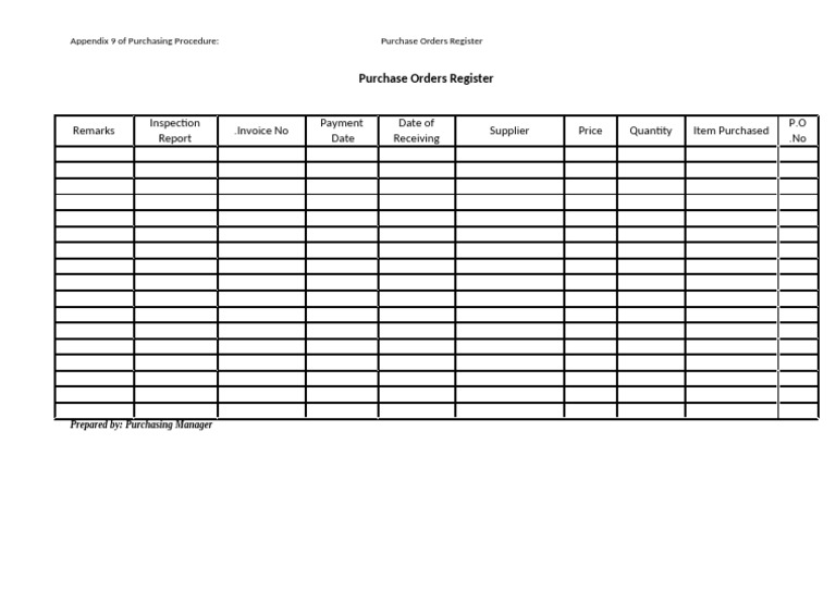9-Purchase Orders Register Form | PDF