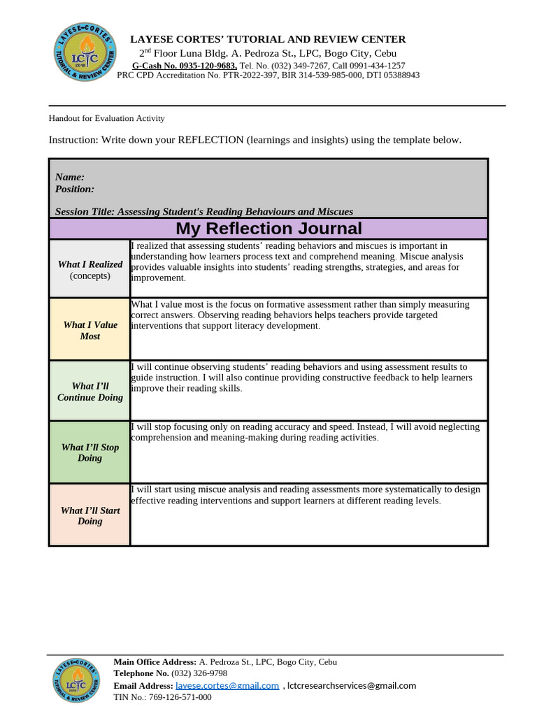 10 Reflection Journal | PDF