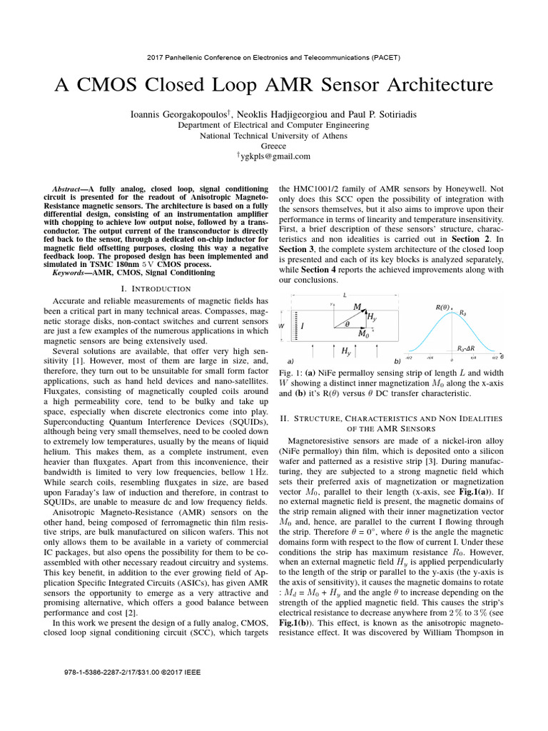 A CMOS Closed Loop AMR Sensor Architecture | PDF | Amplifier ...