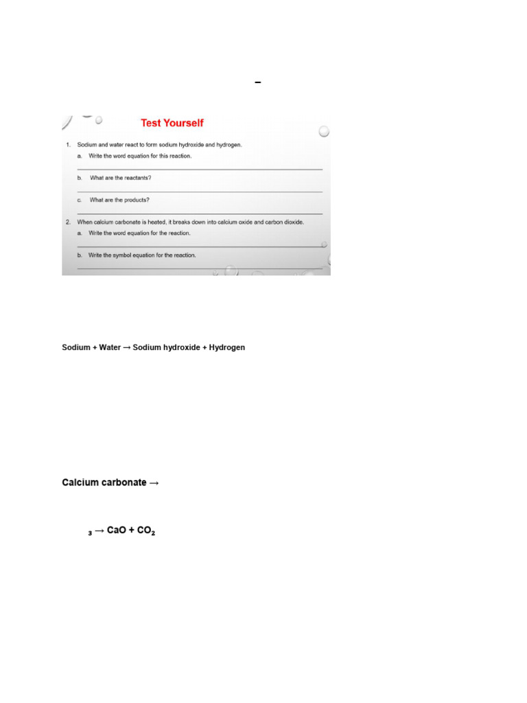 Displacement Reaactions Ppt Answers | PDF
