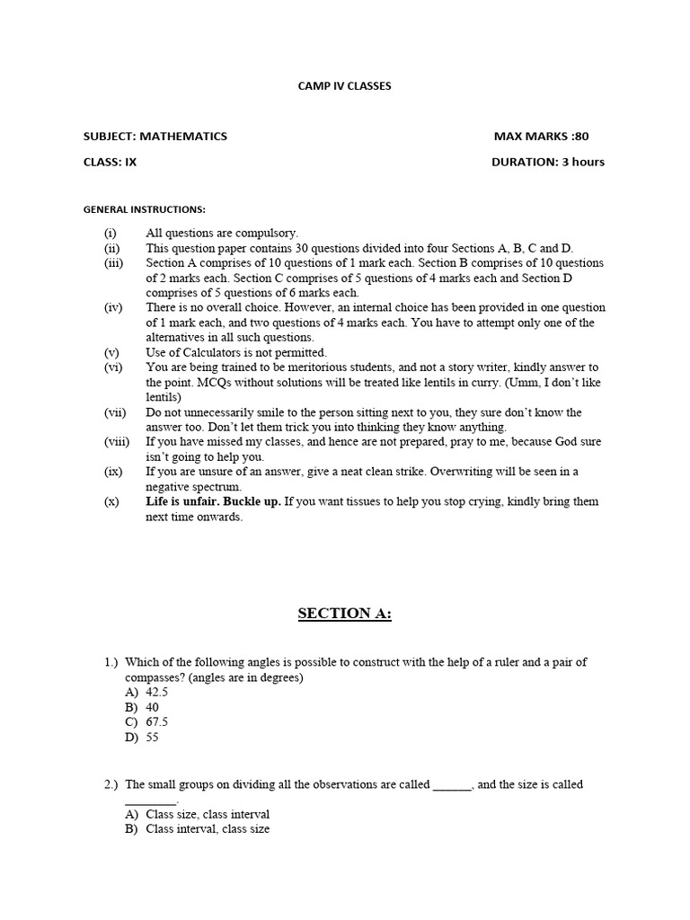 class 9 FST 1 | PDF | Sphere | Elementary Geometry