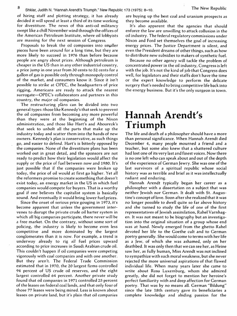 Shklar - 1975 - Hannah Arendt's Triumph - PDF - Anna's Archive | PDF ...