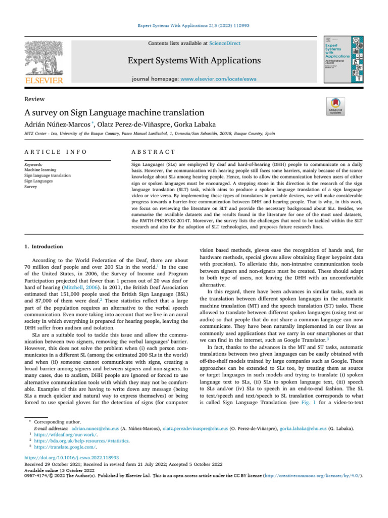 A Survey on Sign Language Machine Translation | PDF | Sign Language ...