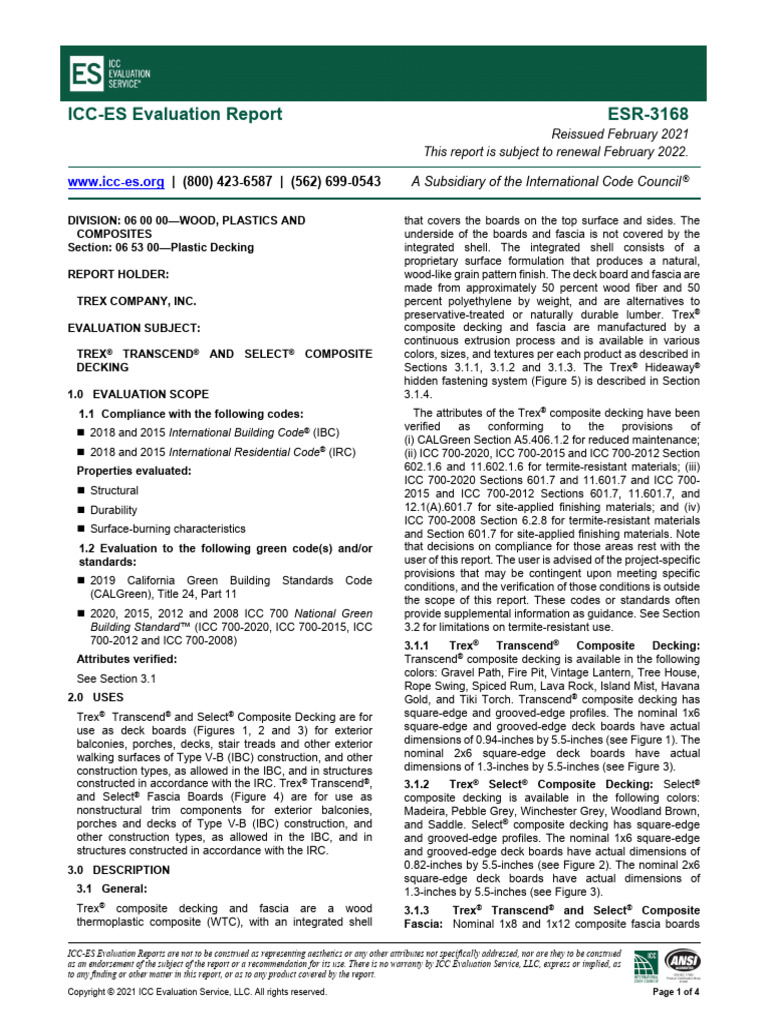 Trex Esr 3168 Transcend Select Evaluation Report 2022 | PDF | Stairs ...