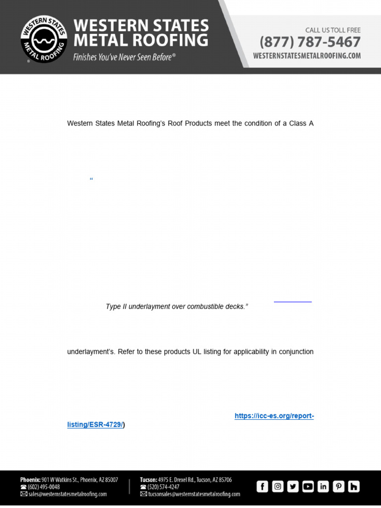 Class A Fire Rating Letter | PDF