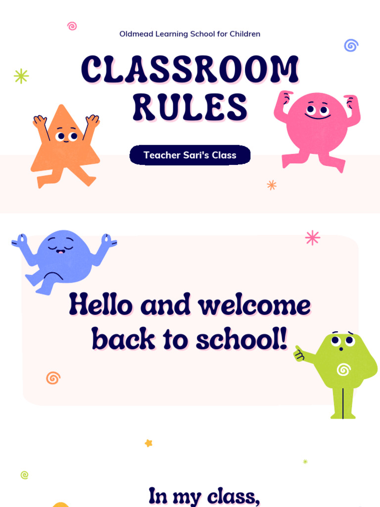 Colorful Illustrated Blobs Classroom Rules Education Presentation | PDF ...