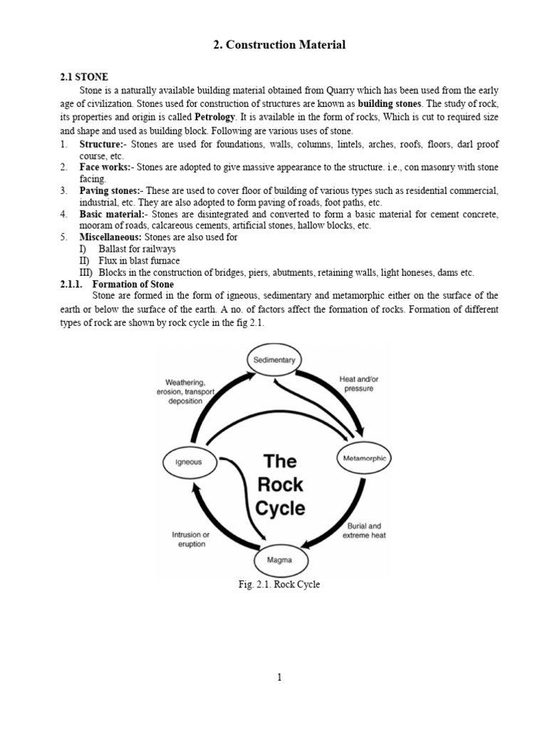 1. Stone and Cement | PDF | Rock (Geology) | Igneous Rock