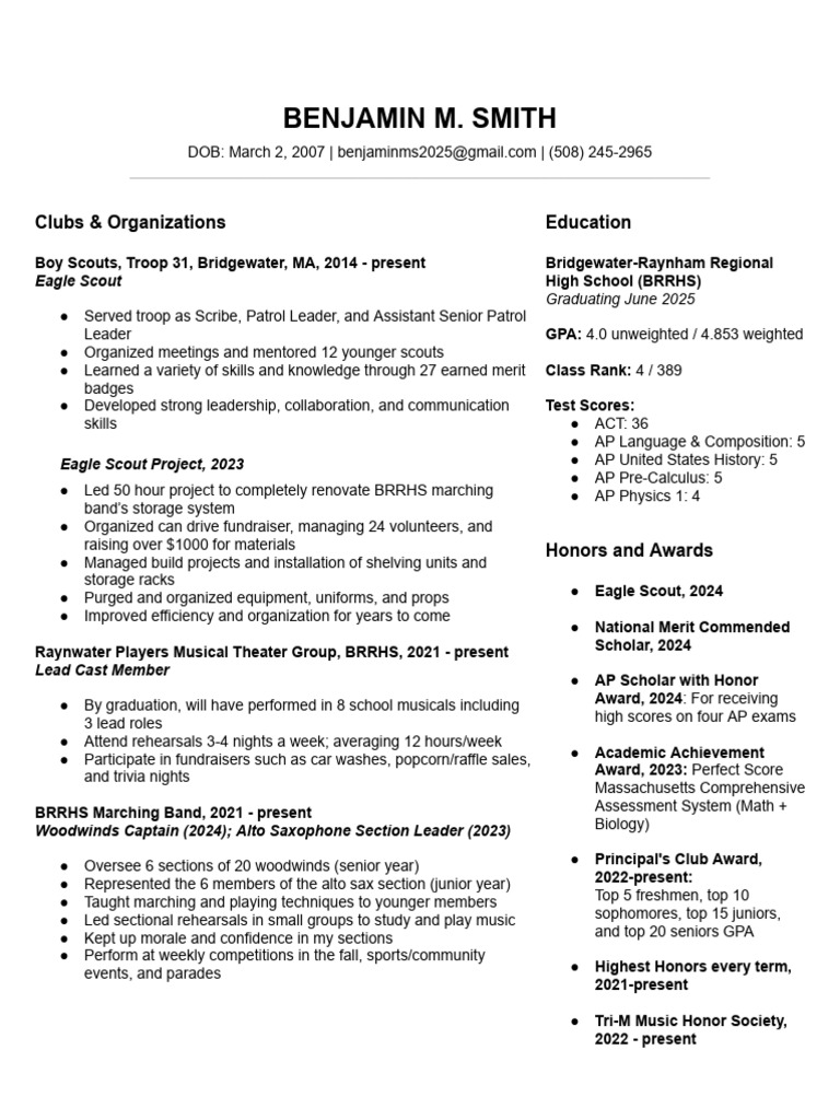 Resumé for UCONN | PDF | Saxophone