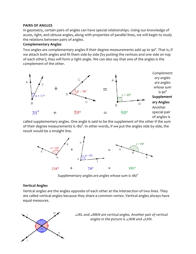 Pairs of Angles | Angle | Line (Geometry) | Free 30-day Trial | Scribd