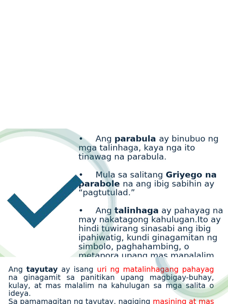 Matalinhagang Pahayag Q3W1 | PDF