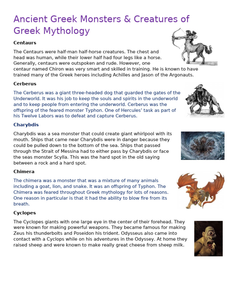 Ancient Greek Monsters & Creatures of Greek Mythology: Centaurs | PDF ...