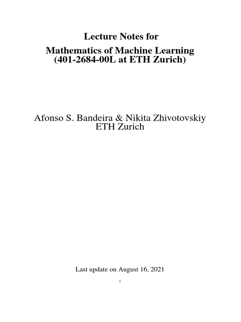 Math_of_ML_Lecture_Notes2021 Lecture Notes for Mathematics of Machine ...