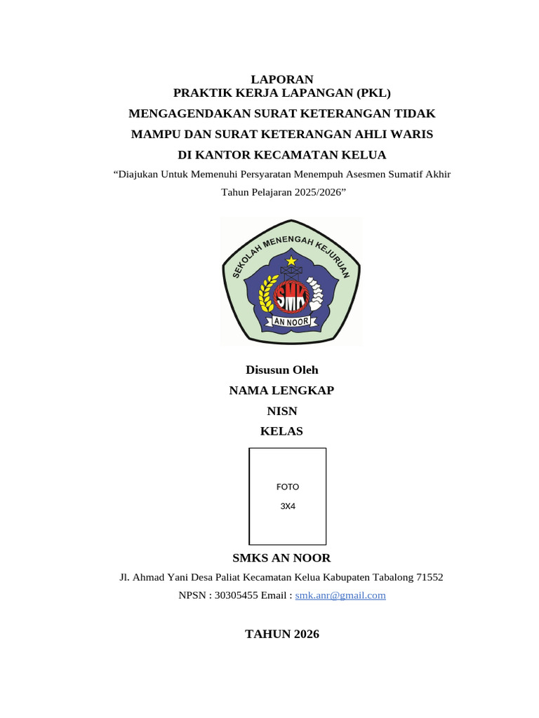 Format Laporan PKL 2026 | PDF