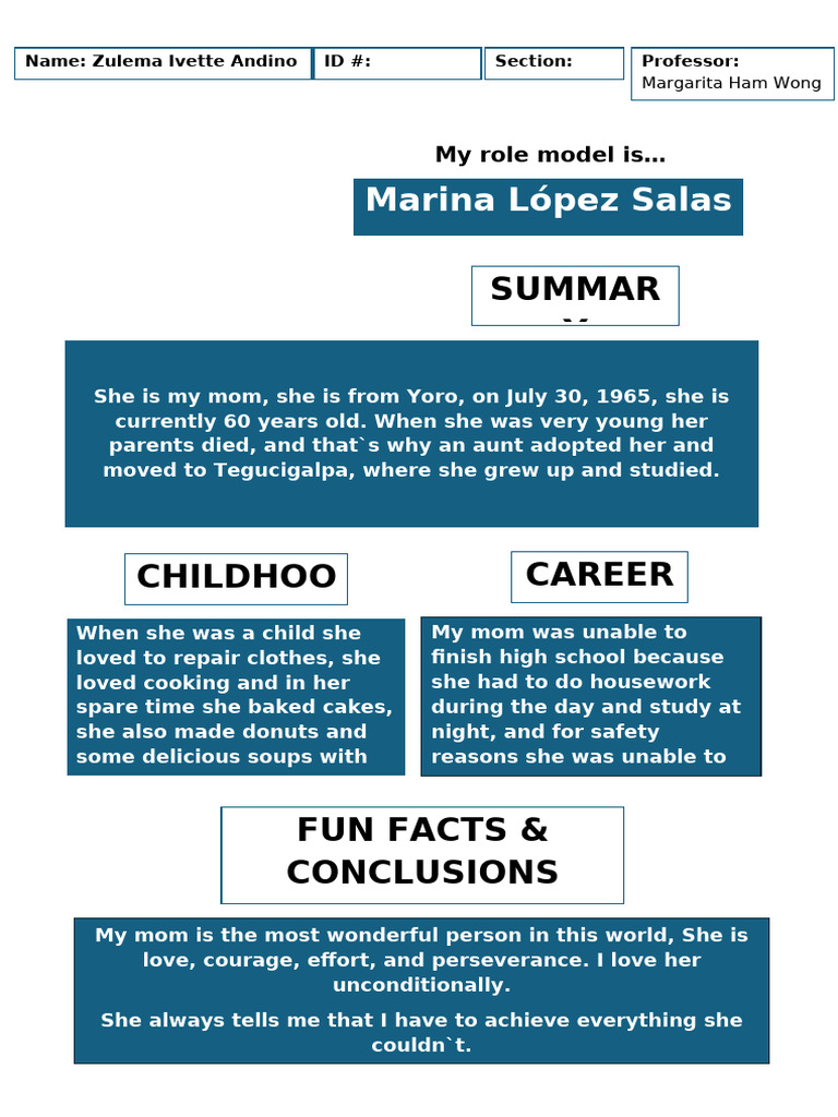 Role Model Template - Unit 1 Lesson 1 | PDF