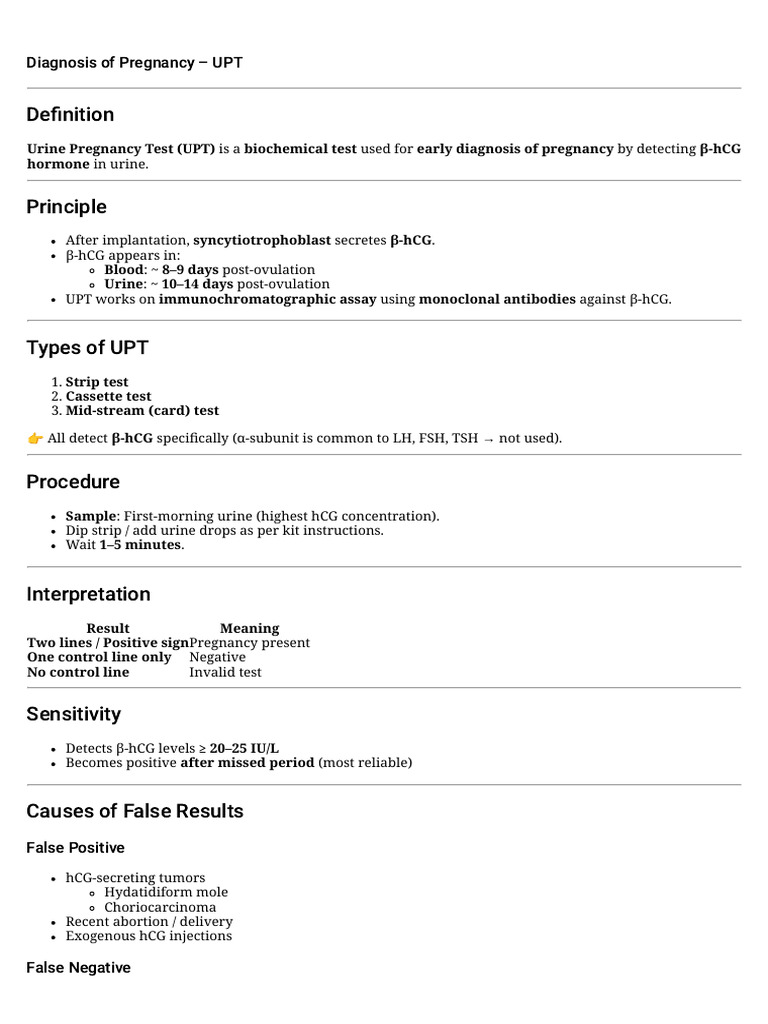 Definition: Diagnosis of Pregnancy - UPT | PDF