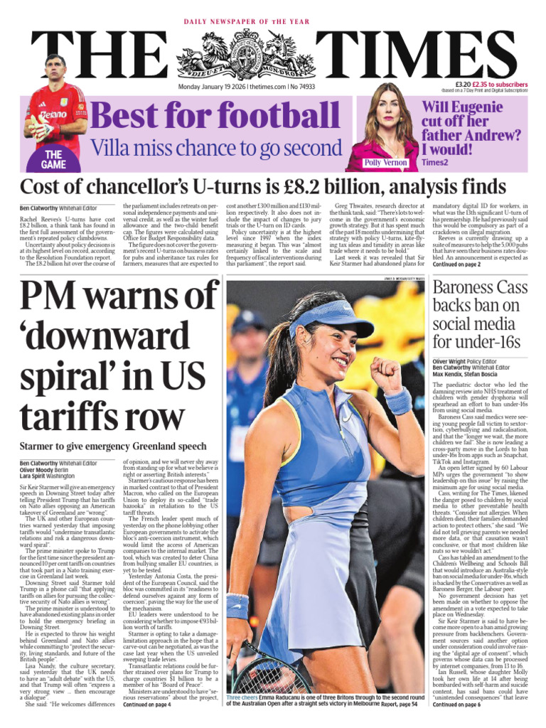 The Times UK - 19 January 2026 | PDF | Conservative Party (Uk)