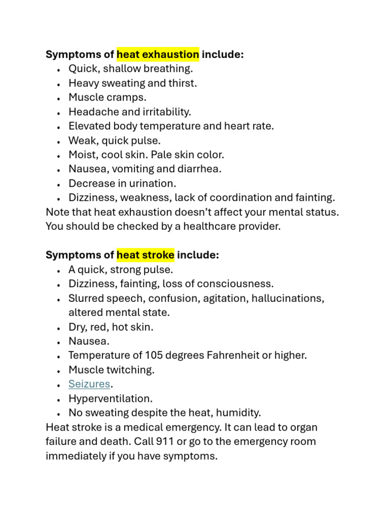Heat Illness Symptoms | PDF