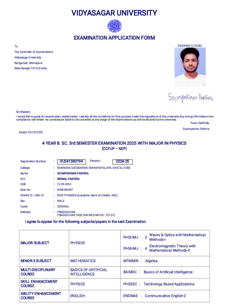 Exam form | PDF