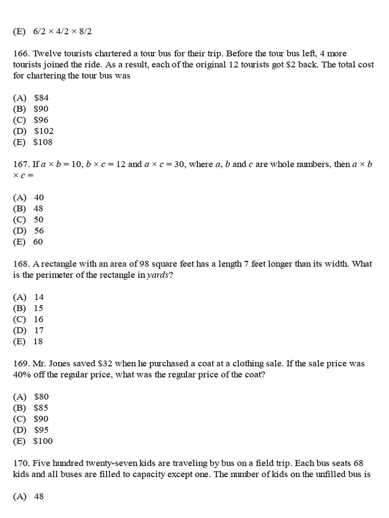 1.30－SSATmathUpper | PDF | Bus | Area