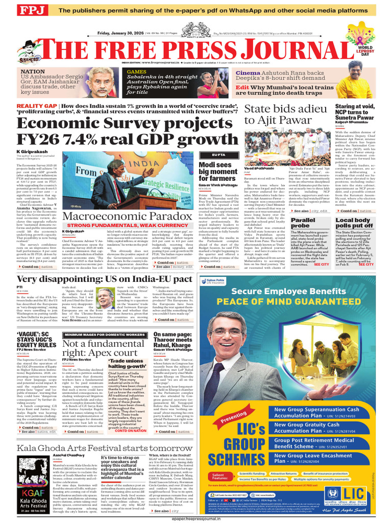 Free Press Journal 30-01-2026 | PDF | Aviation Accidents And Incidents
