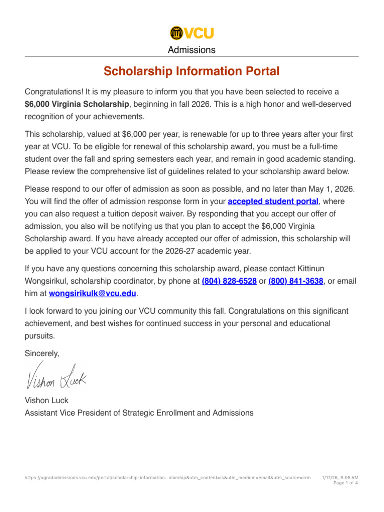 Accepted Student Scholarship Information Portal | PDF | Higher Education