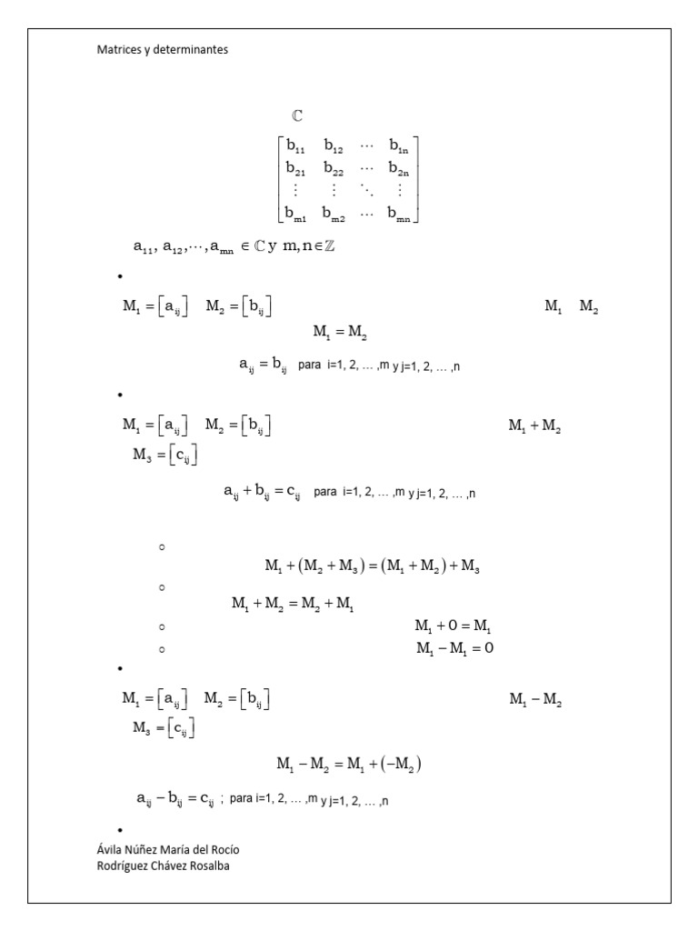 Formulario Matrices V01 | PDF | Matriz (Matemáticas) | Determinante