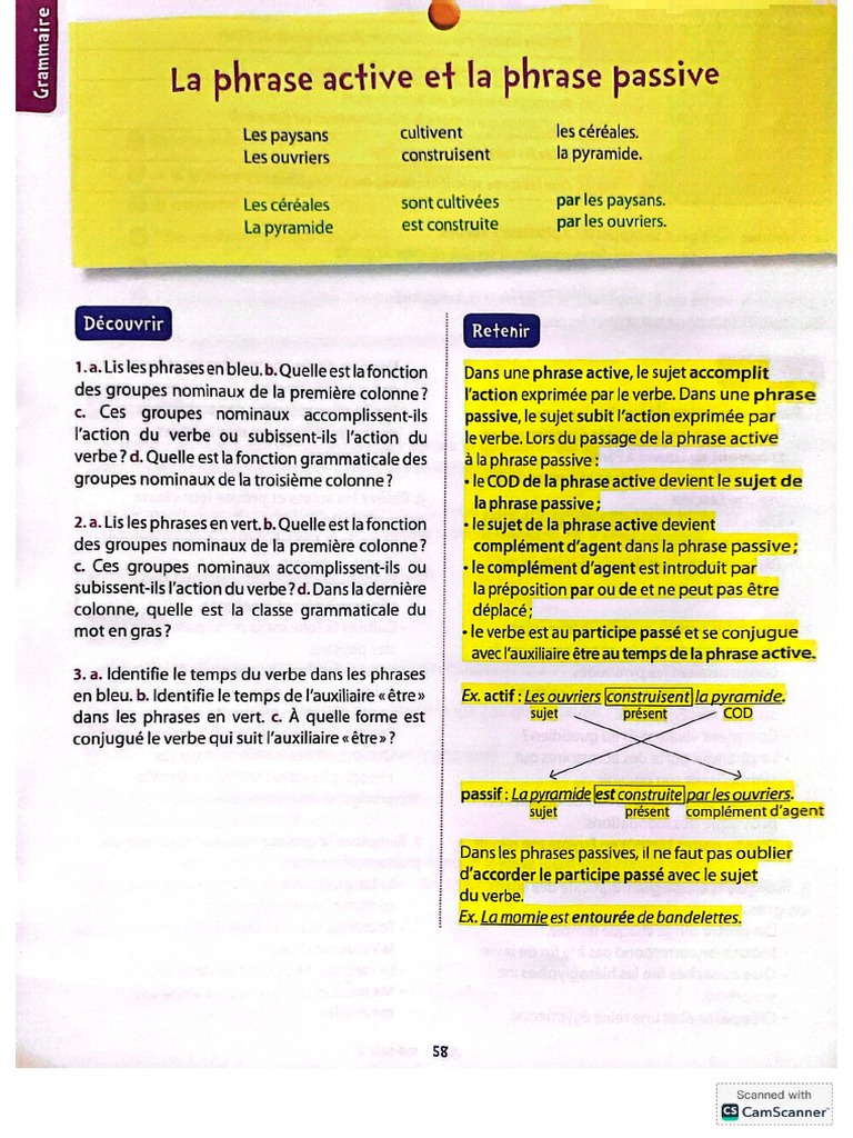 La Phrase Active Et Passive | PDF