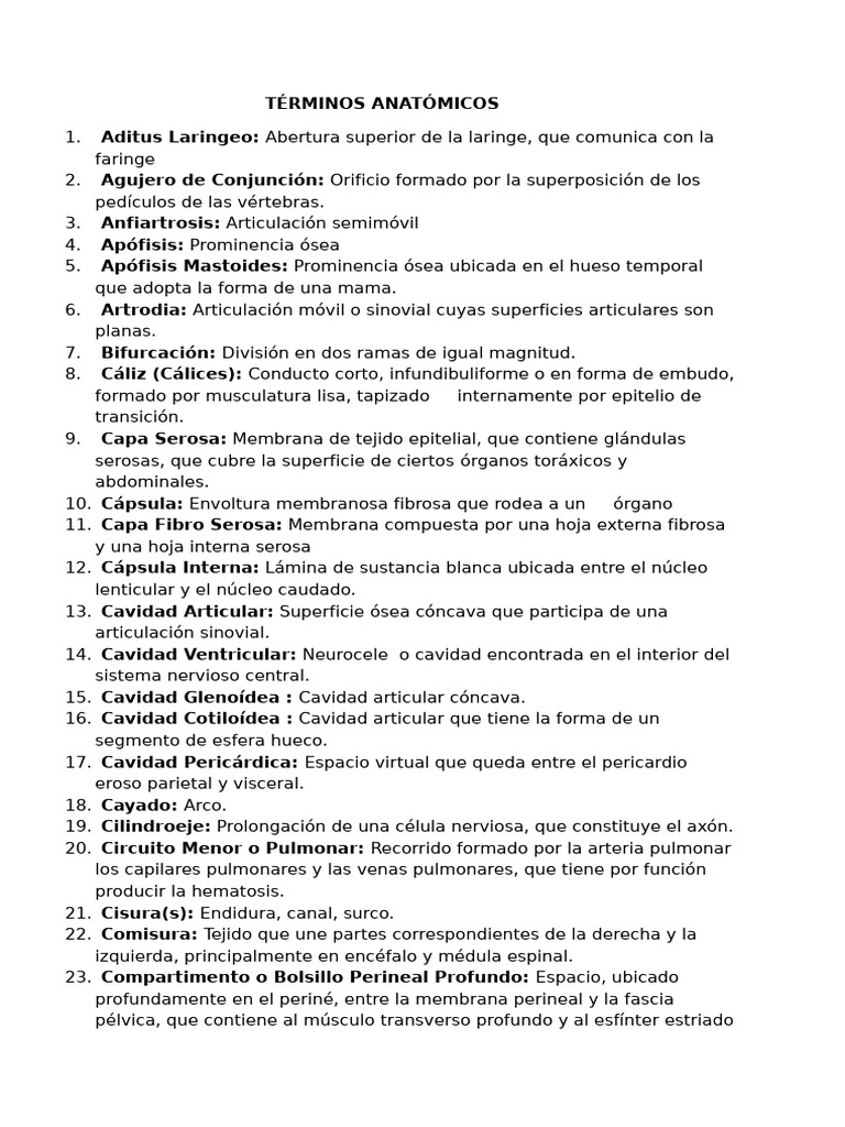 TÉRMINOS ANATÓMICOS | PDF | Articulación | Epitelio