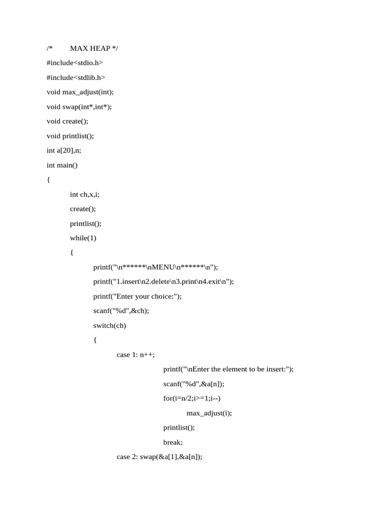 Max Heap Program | PDF