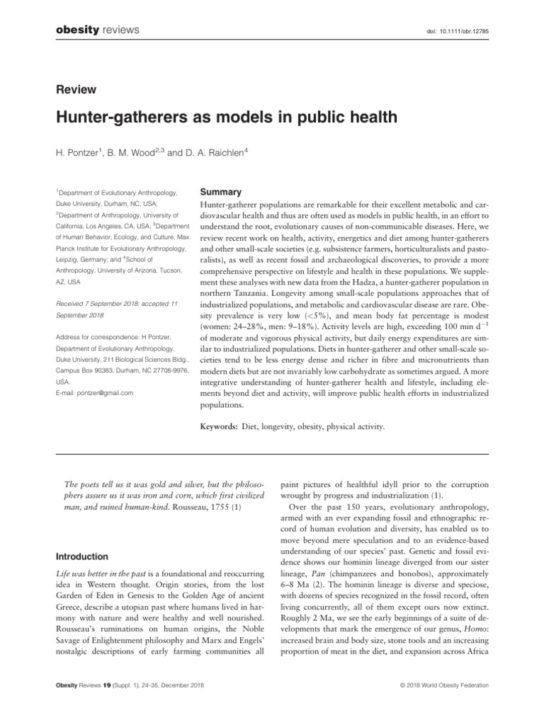 Obesity Reviews - 2018 - Pontzer - Hunter‐Gatherers as Models in Public ...