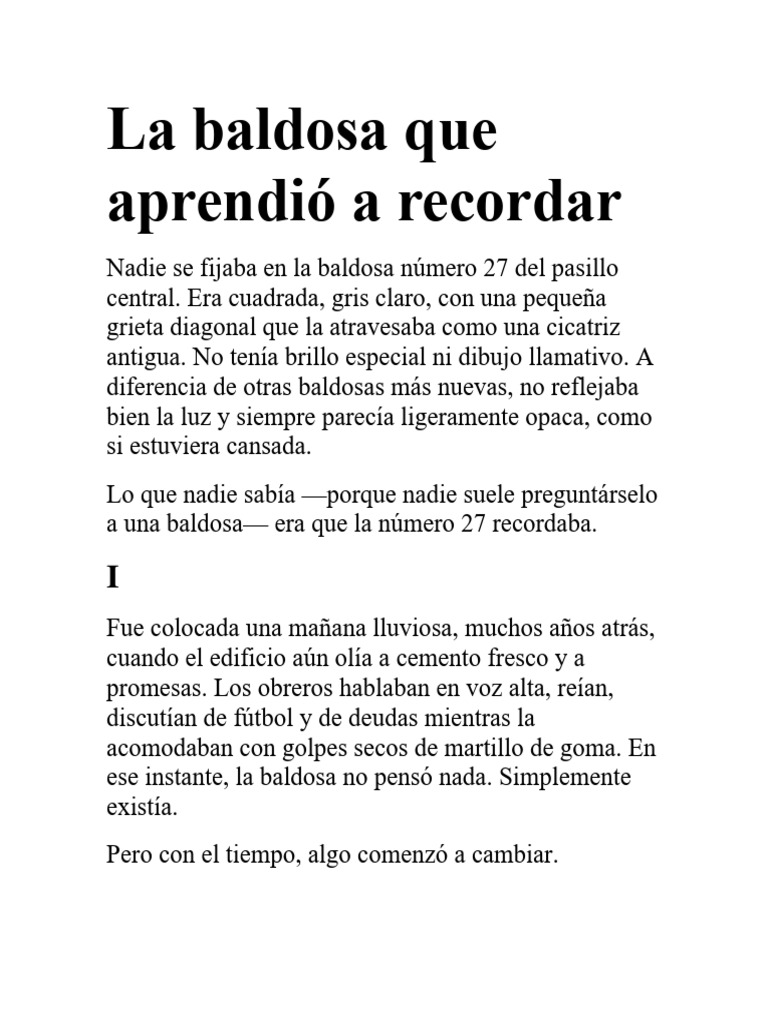 La baldosa que aprendió a recordar | PDF | Loseta