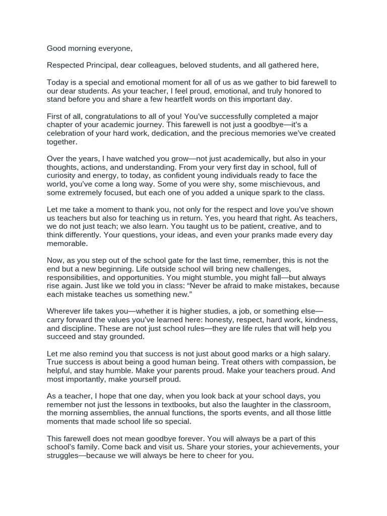 Farewell | PDF | Teachers