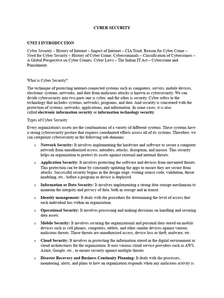 CCS340 Cyber security full notes | PDF | Security | Computer Security