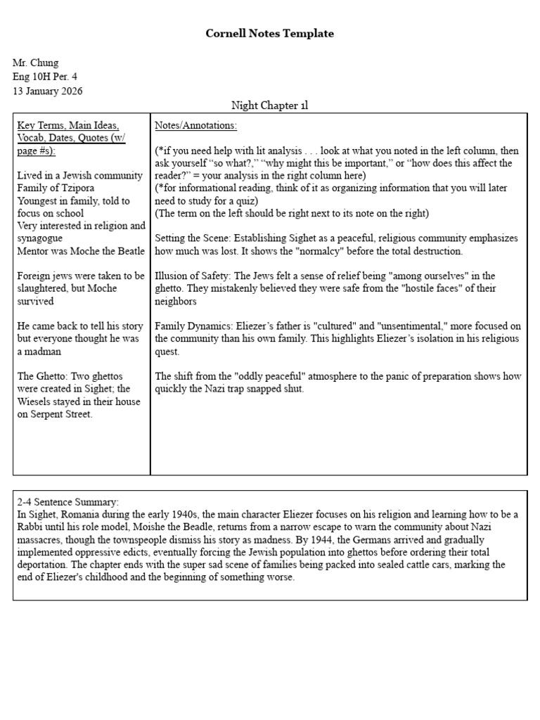 CH Cornell Notes Template | PDF | Jews And Judaism | Ethnoreligious Groups