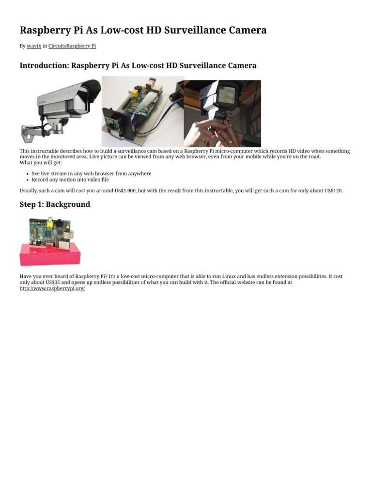 Spy Cam Project | PDF | Raspberry Pi | System Software