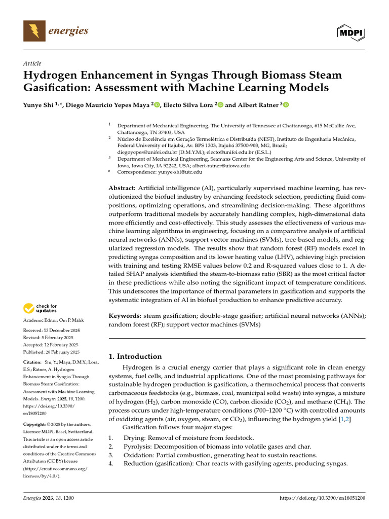 Hydrogen Enhancements With Machine Learning Models | PDF | Cross ...