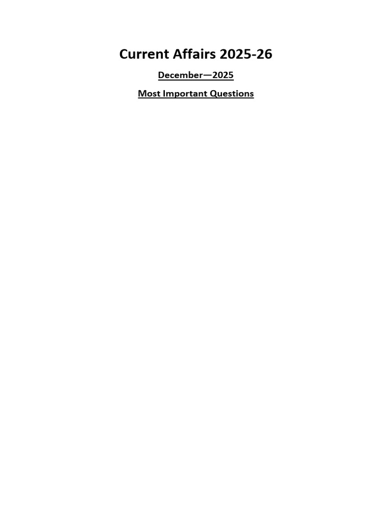 Current Affairs (May-December 2025) | PDF