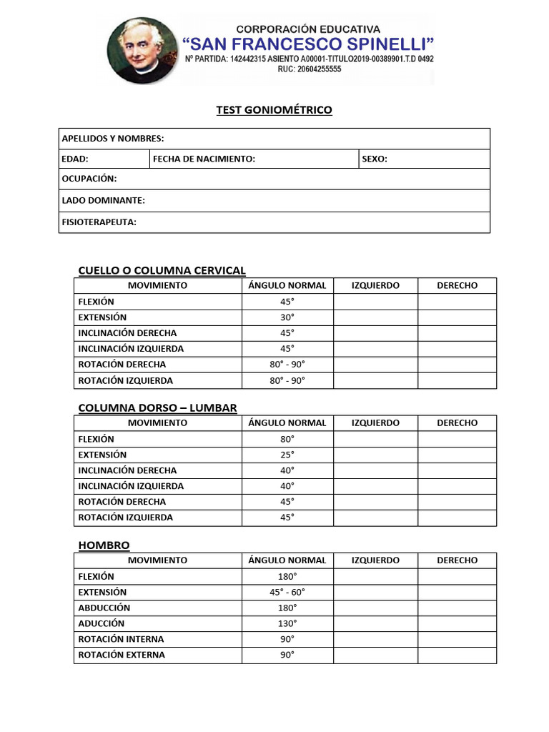 Test Goniometrico | PDF | Tobillo | Anatomía humana