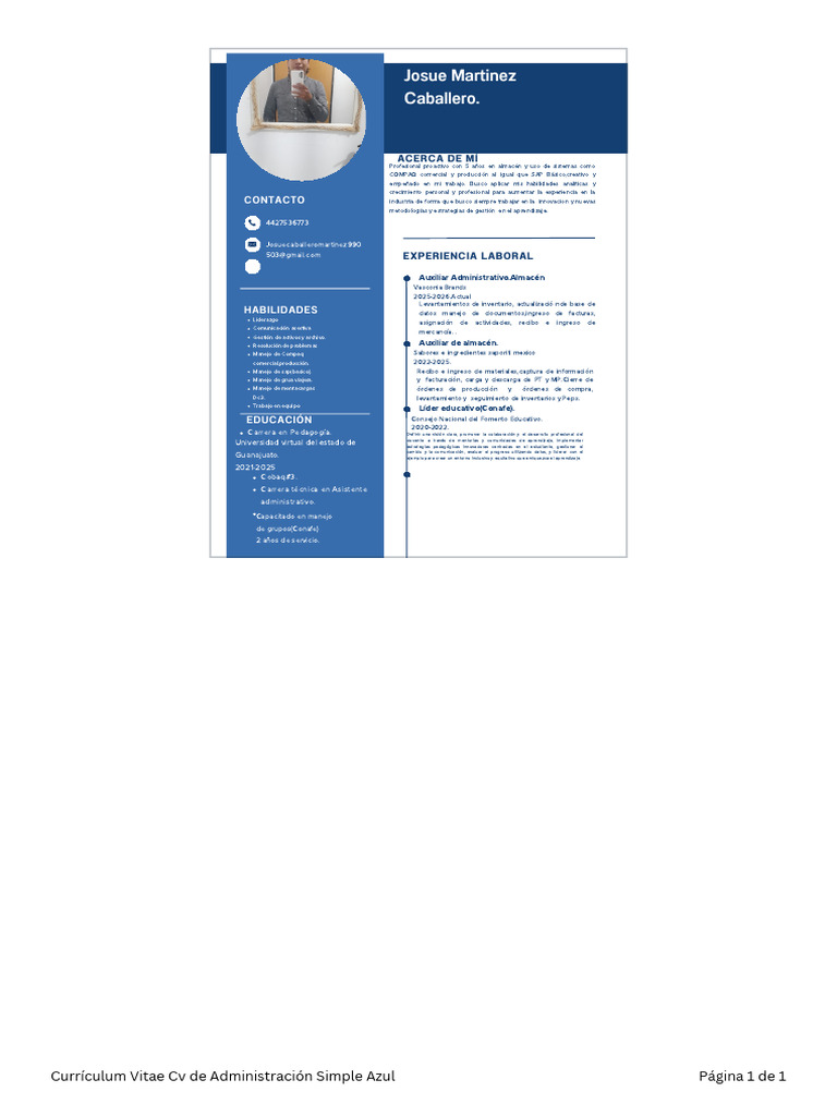 Currículum Vitae CV de Administración Simple Azul - 20260108 - 131737 ...