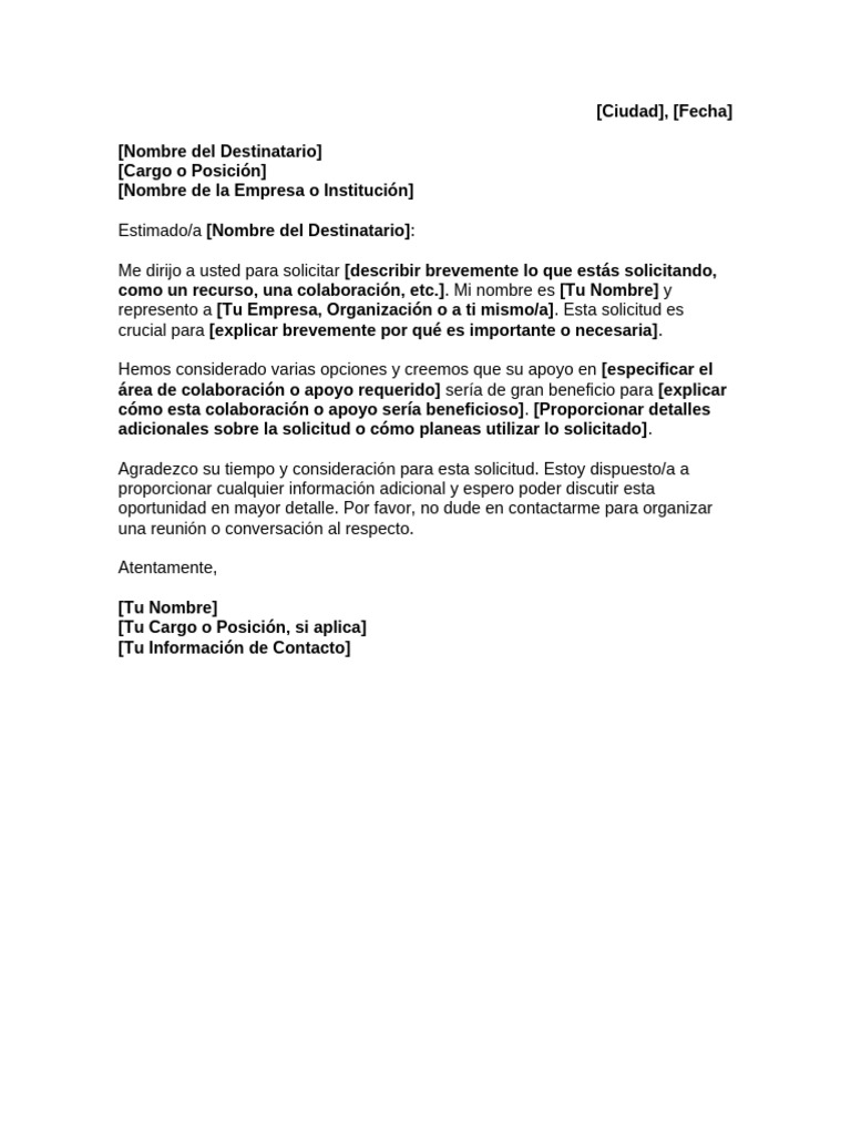 Carta de Solicitud Formal | PDF