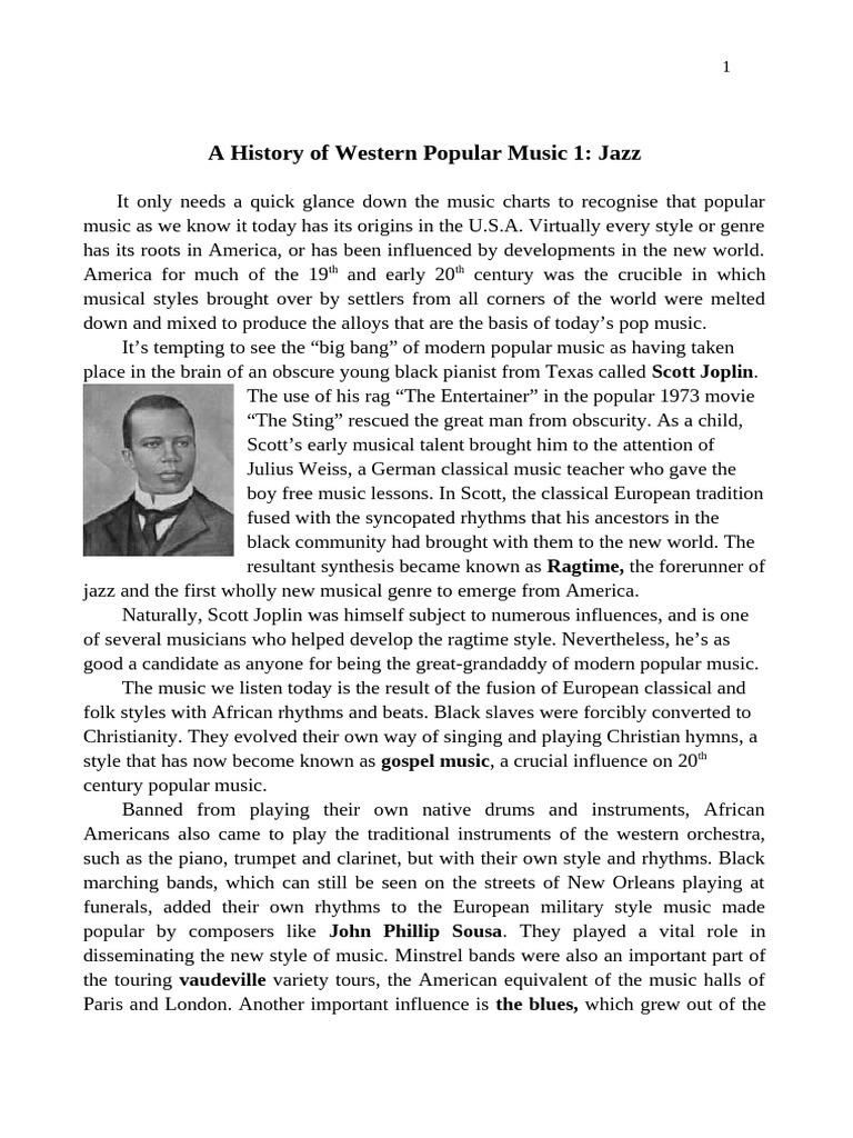 A History of Popular Music 1 Jazz | PDF | Jazz | Ragtime