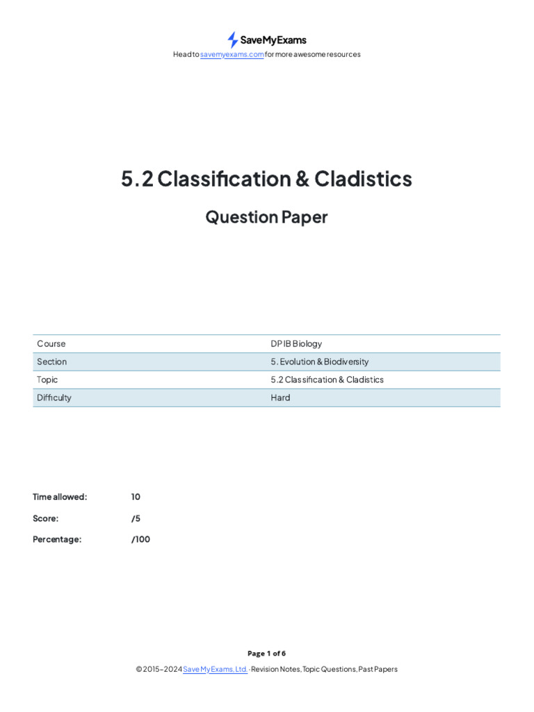 Ib Hard QP Classification and Cladistics | PDF | Clade | Biology
