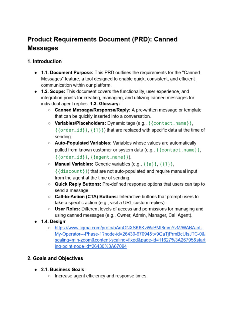 Sample PRD Canned Message - PRD | PDF | User Interface | Usability