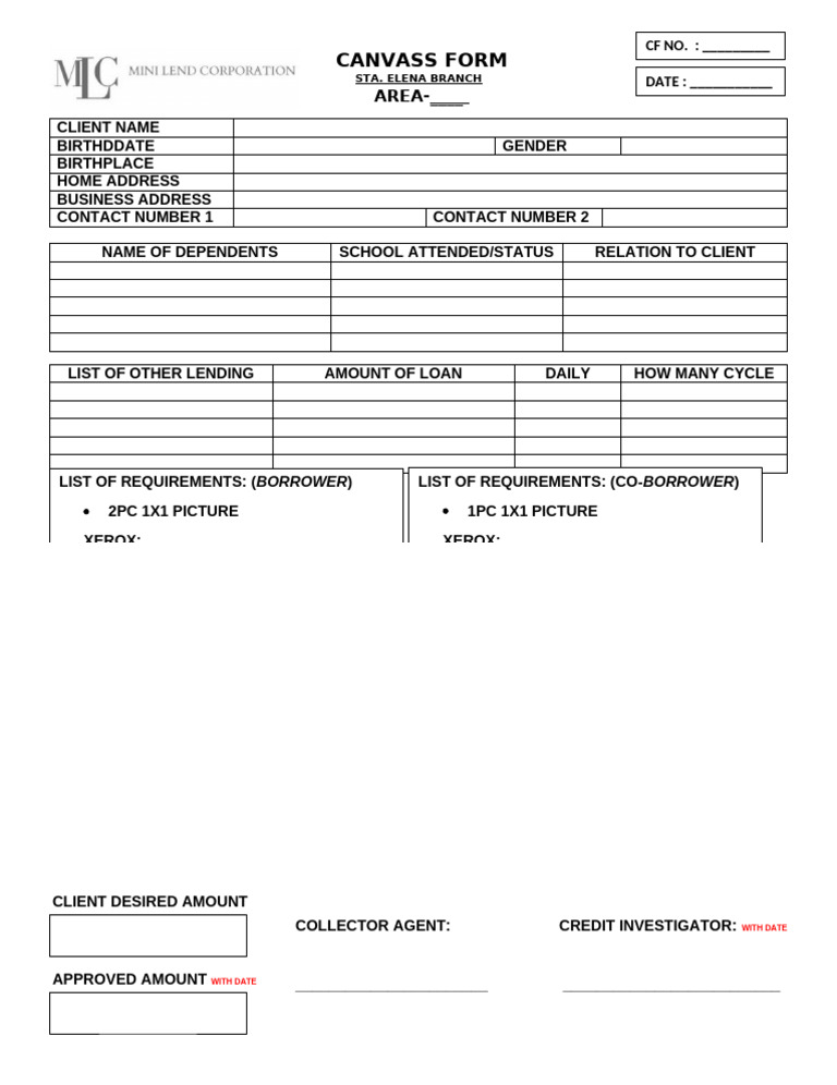 Canvass Form | PDF