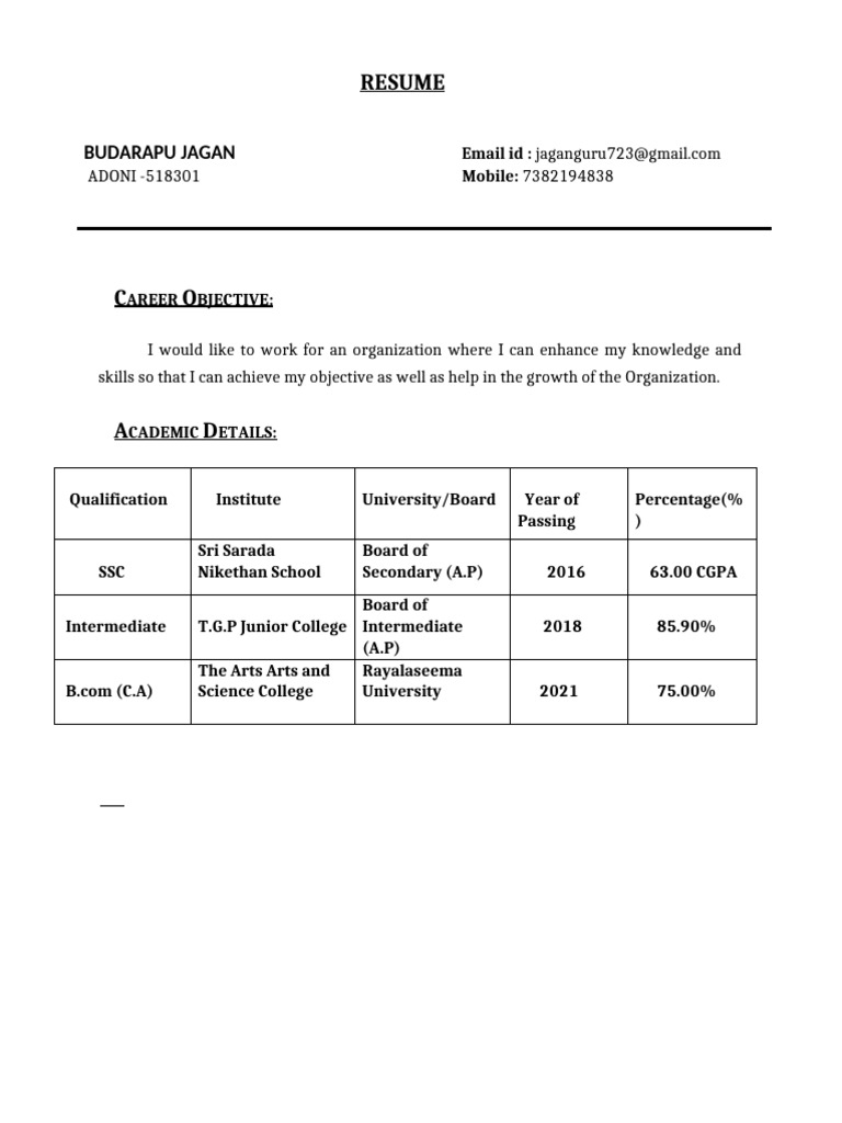 Jagan Resume | PDF