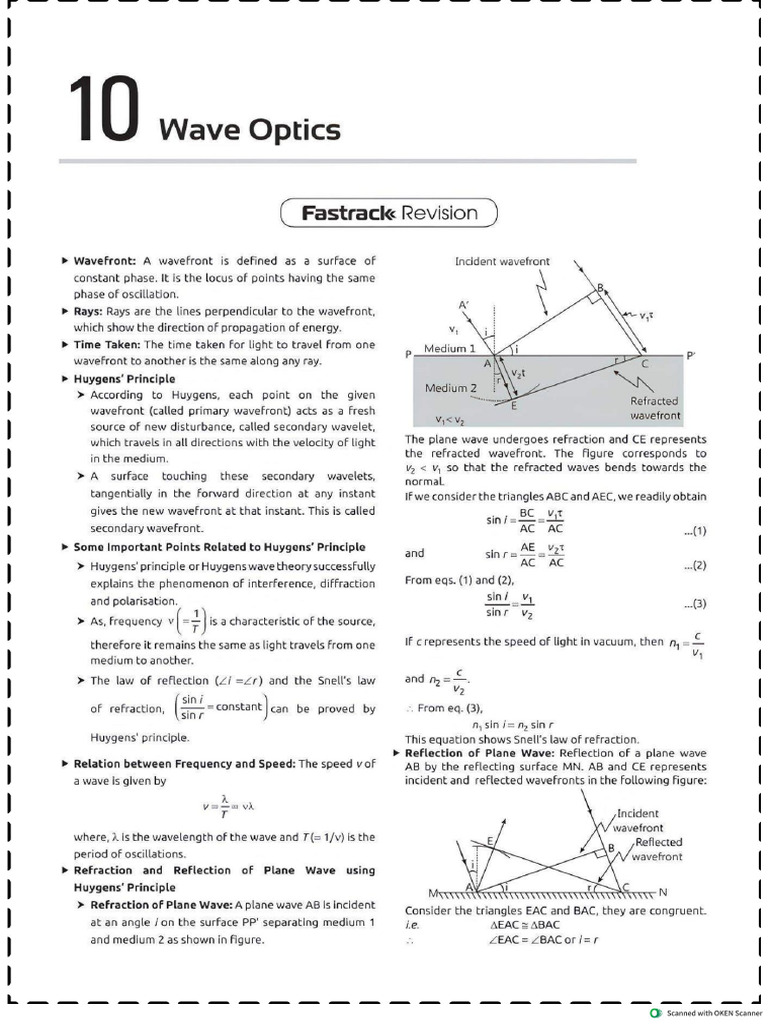 Wave Optics Class 12 Practice Questions | PDF