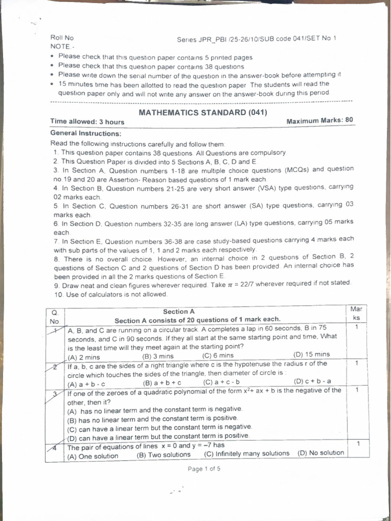 Maths Pre Board | PDF