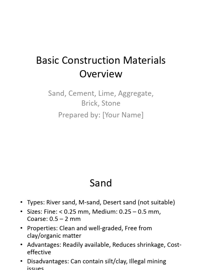 Basic Construction Material | PDF | Concrete | Brick